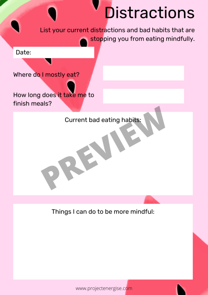 Yum: Printable Mindful Eating Worksheets